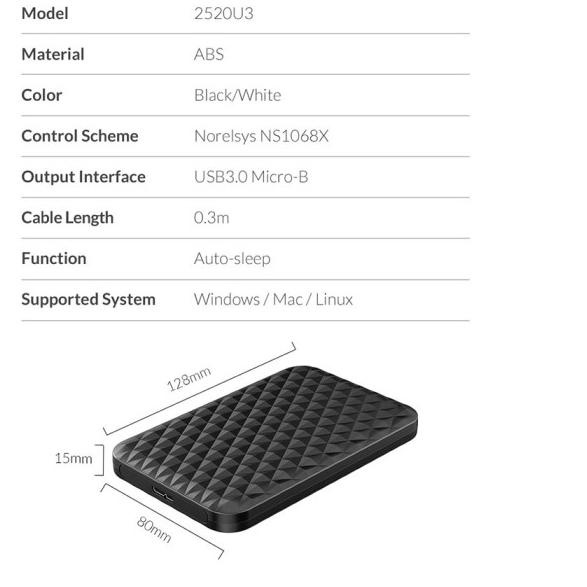 Jual Orico HDD Case / SSD Casing Enclosure 2,5" 2520U3 - Putih | Shopee ...