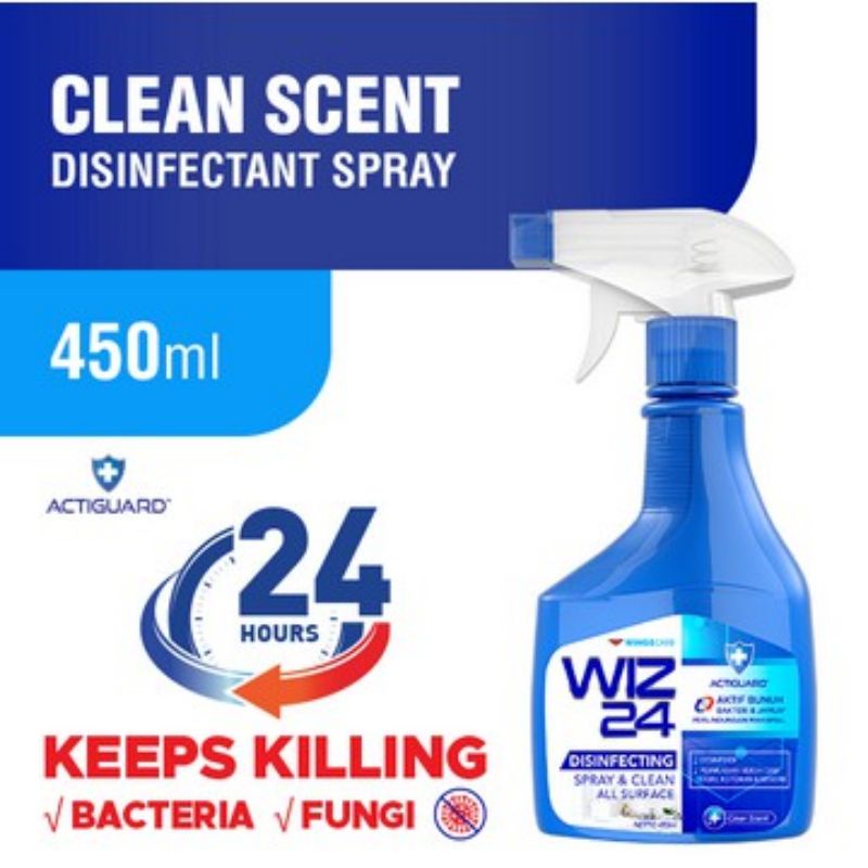 Jual Wiz 24 clean scent disinfectan spray 450ml | Shopee Indonesia