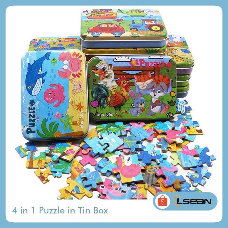 Jual 4in1 PUZZLE JIGSAW IN TIN BOX | Shopee Indonesia