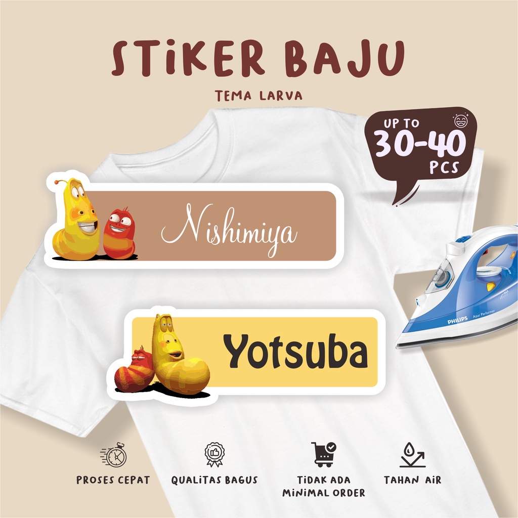 Jual (30-40pcs)Murahh cetak Stiker sablon Kain Label Baju Nama Anak ...