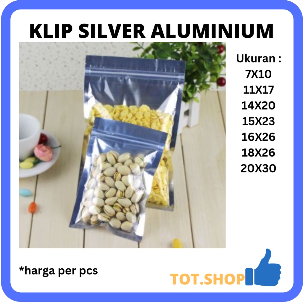 Jual [1-LBR] Plastik Klip Silver Flat Alumunium Sachet Foil Ziplock ...