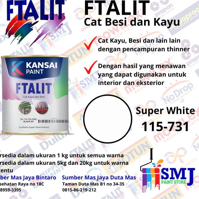 Jual Cat Besi / Kayu Minyak FTALIT Putih Kilap / Super White 731 - 1 kg ...