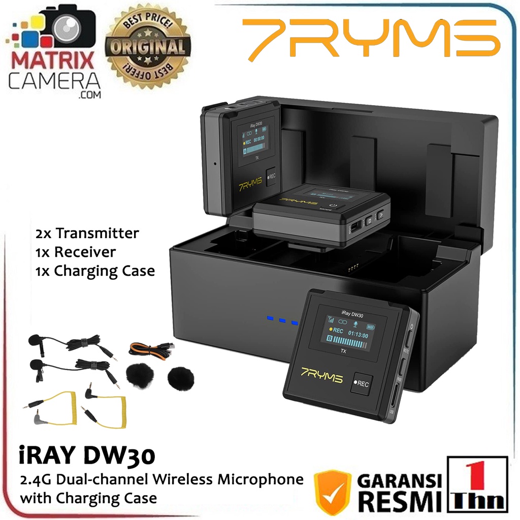 Jual 7RYMS iRay DW30 On-board Recording Wireless Mic with Charging Case | Shopee Indonesia