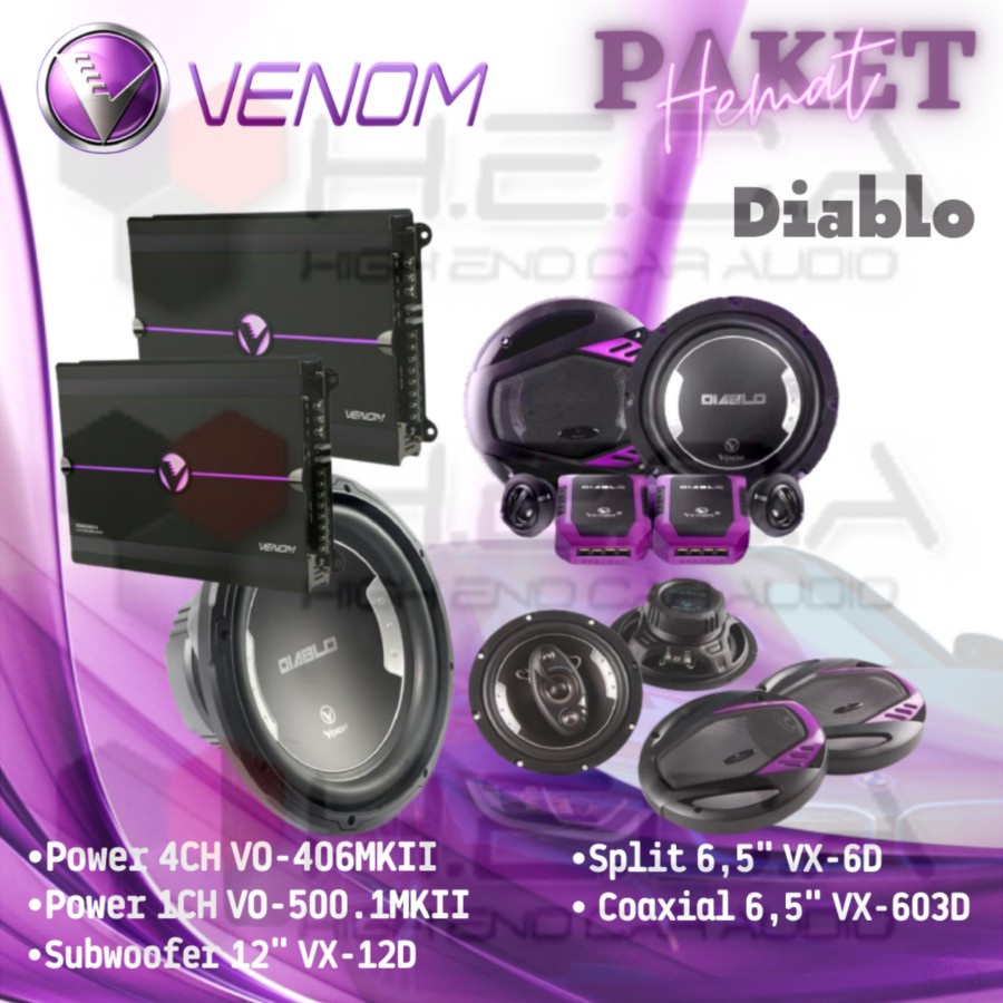 Jual Paket Hemat VENOM Diablo Audio Mobil Full Set Speaker Subwoofer Power | Shopee Indonesia