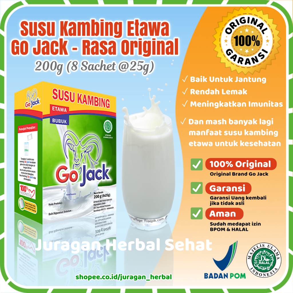 Jual Susu Bubuk Kambing Etawa Asli Sehat Rasa Original Go Jack 200g Sachet | Shopee Indonesia