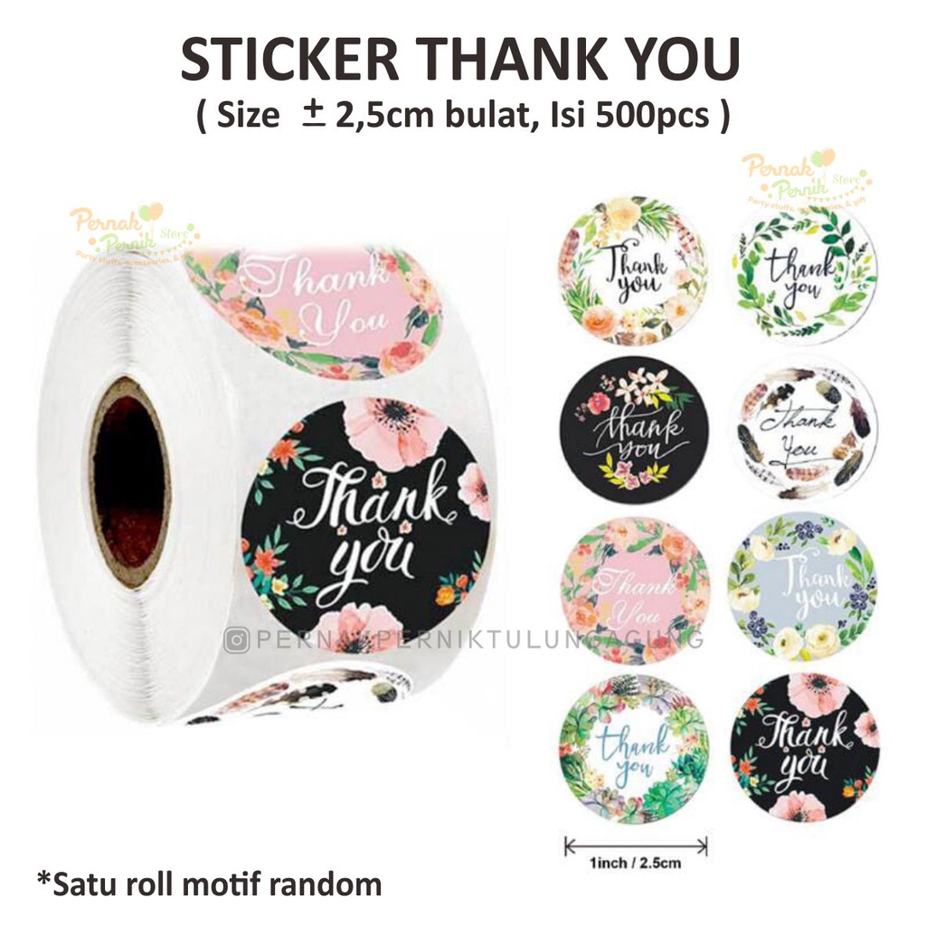 Jual Sticker Thank You Isi 500pcs per Roll - Sticker Label Hampers ...