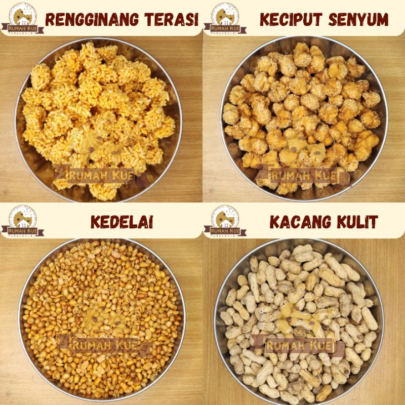 Jual cemilan makanan ringan. rengginang terasi, keciput senyum, kedelai ...