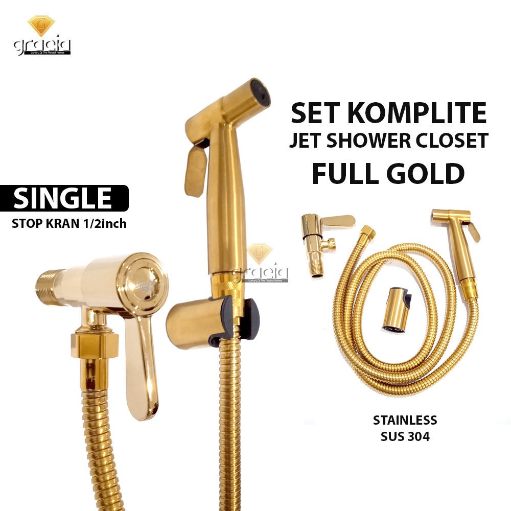 Jual 1 Set Shower Jet Washer Gold Stainless SUS 304 Bidet Cebok Kloset ...