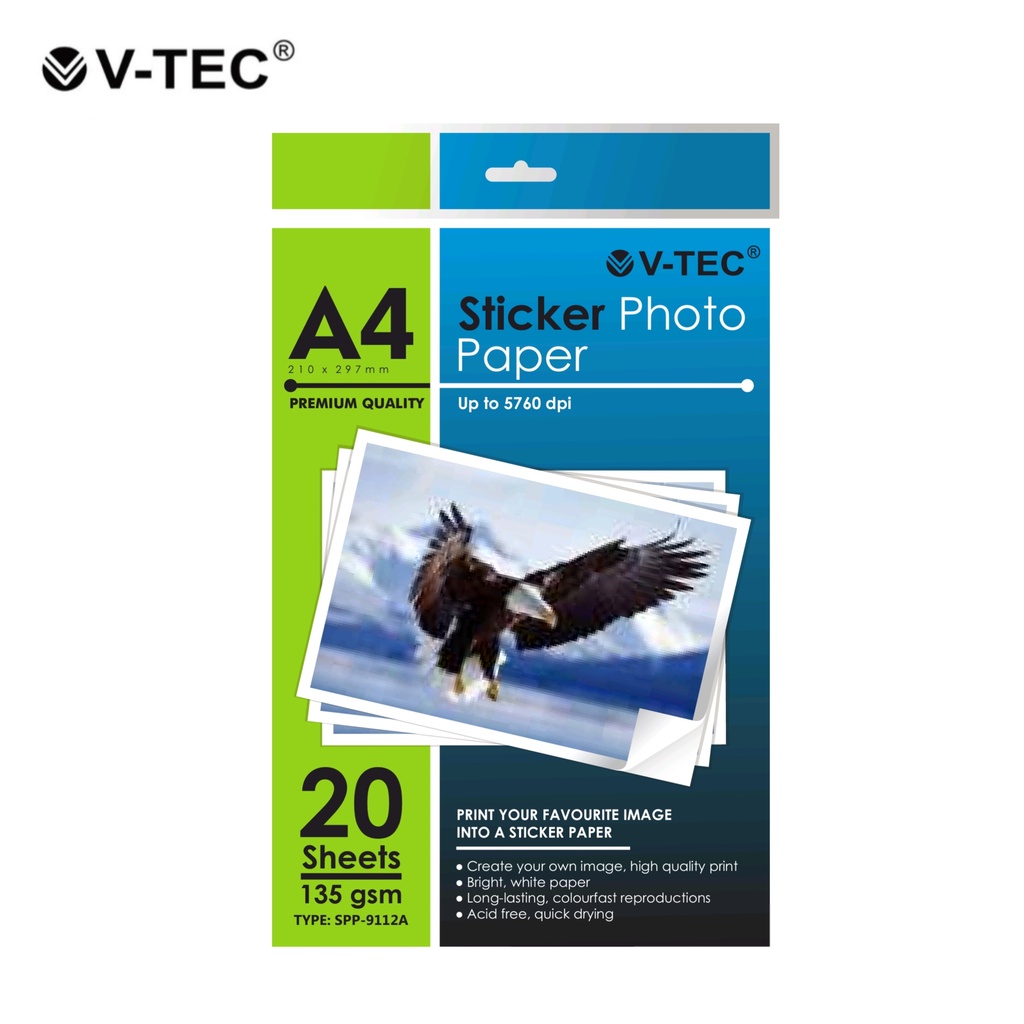 Jual Sticker Glossy V-TEC A4 135g 20's SPP-9112 ( Stiker Glossy Photo ...