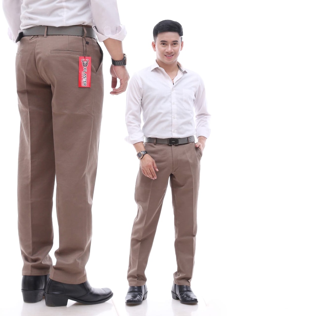 Jual CELANA KANTOR FORMAL (FLESTER MEN'S WEAR MOCCA) PRIA SLIMFIT BAHAN ...