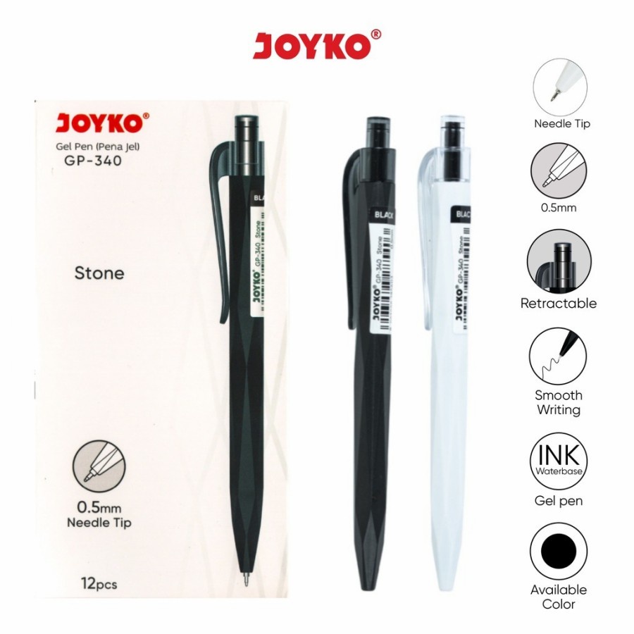 Jual 1 LSN / 12 PCS Gel Pen Joyko GP-340 Stone Pulpen Pena Jel 0.5 mm | Shopee Indonesia