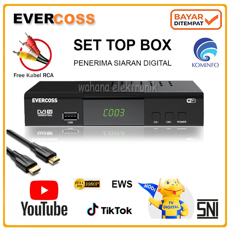 Jual TV Digital Receiver Set Top Box Pro STB DVBT2 Garansi Resmi Evercoss - STB+HDMI | Shopee ...