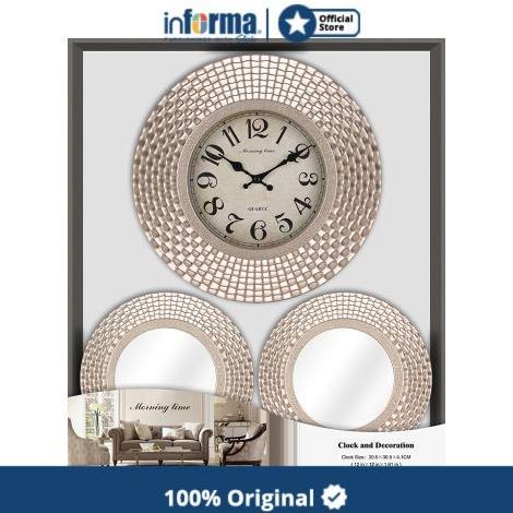 Jual INFORMA - JAM DINDING - WALL CLOCK SET OF 3 836A GOLD 12INCH ...