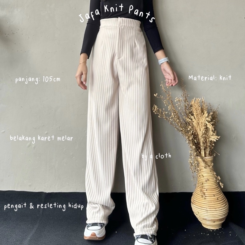 Jual Jafa Pants - Celana Kulot Knit Rib Panjang - Knit Pants - Loose ...