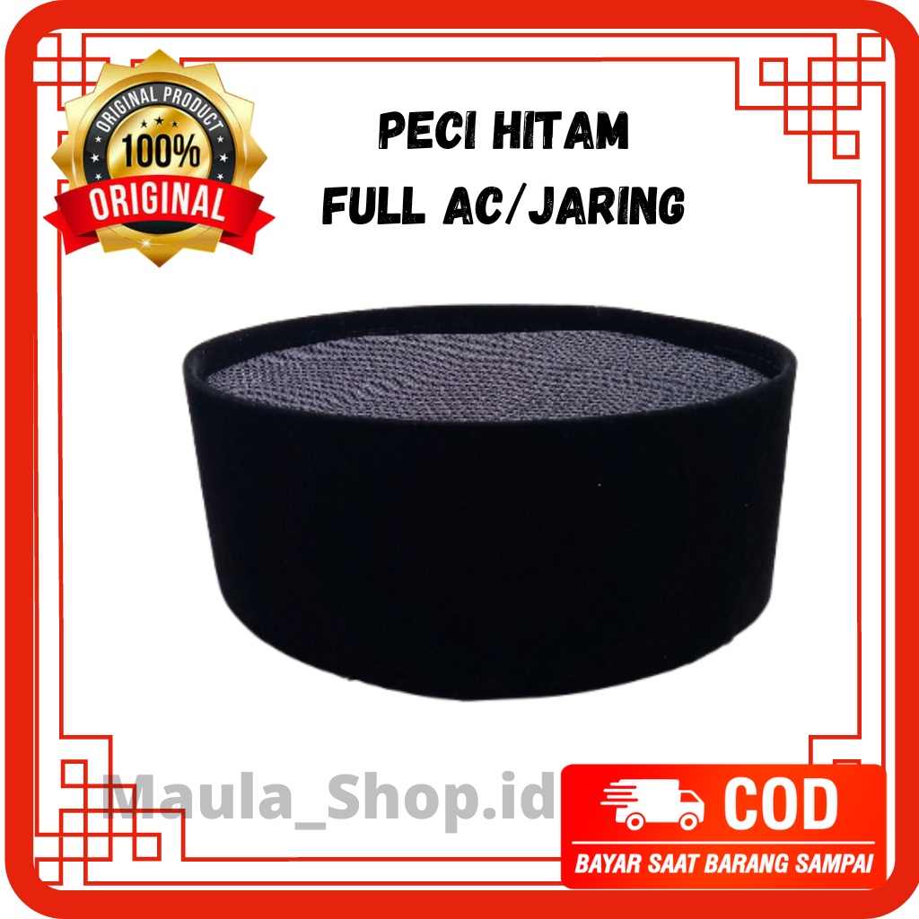 Jual PECI KOPIAH KOPYAH KOPIYAH SONGKOK HITAM POLOS FULL AC JARING NO 0 ...