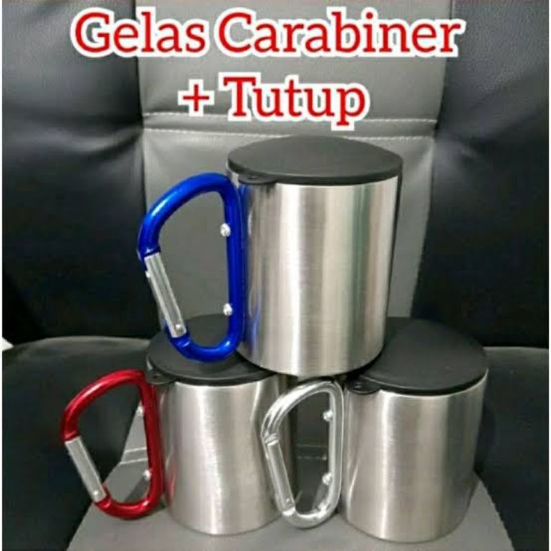 Jual Gelas Outdoor Carabiner Tutup Stainless mug cangkir gunung ...
