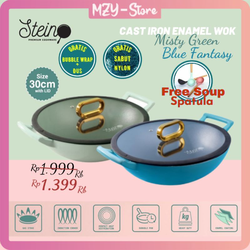 Jual Stein Cast Iron Enamel Steincookware Wok Pan 30 Cm Iron Cast ...