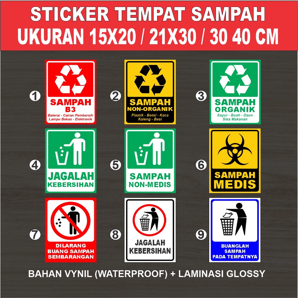 Jual Stiker Sampah Ukuran Besar (15x20 / 21x30 / 30x40 cm ) Sticker ...