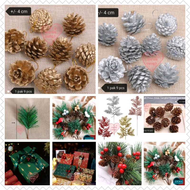 Jual BUNGA PINUS KERING SET NATURAL/ PINUS EMAS NATAL/cabang bunga ...