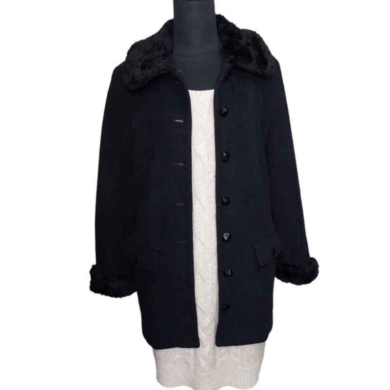 Jual Preloved Faux Fur Wool Coat HIBIYA ANGORA 251128 | Shopee Indonesia