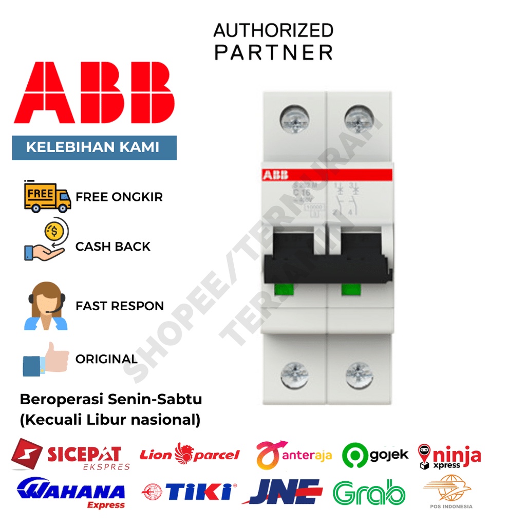 Jual ABB MCB S202M-C16 2CDS272001R0164 2POLE 10KA 16A | Shopee Indonesia