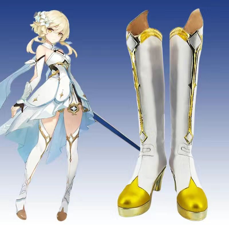 Jual Genshin Impact COsplay Lumine Costume Traveler Dress Wig Lumine ...