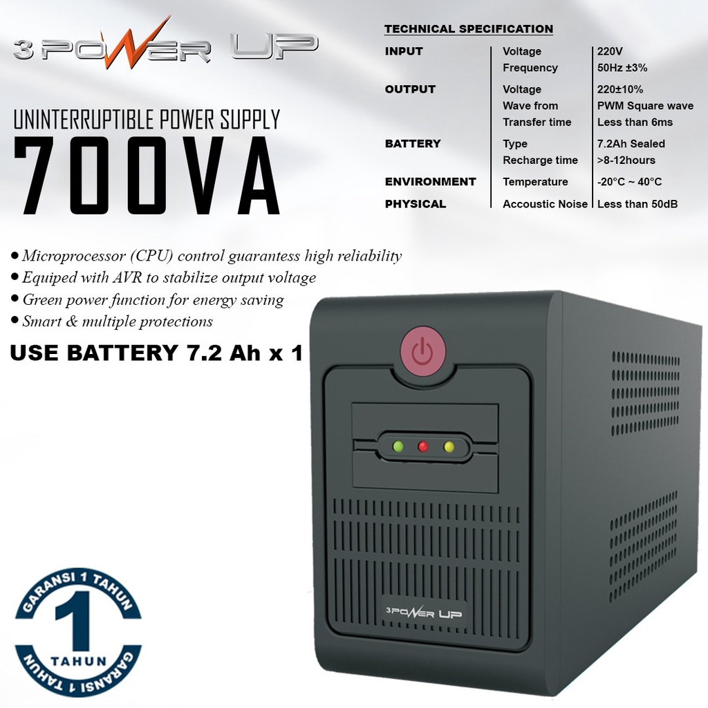 Jual UPS 3 Power Up 700VA Garansi 1 Tahun | Shopee Indonesia