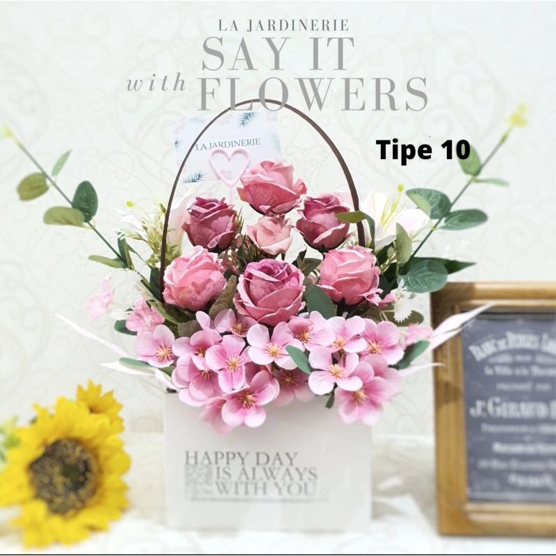 Jual Rangkaian Bunga Artificial Plastik Ucapan Selamat Bloom Box Kado Buket Bouquet Hadiah ...