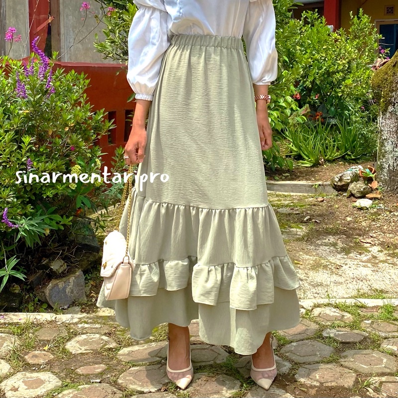 Jual Rok Ruffle Crinkle Magic Anti Kusut | Shopee Indonesia
