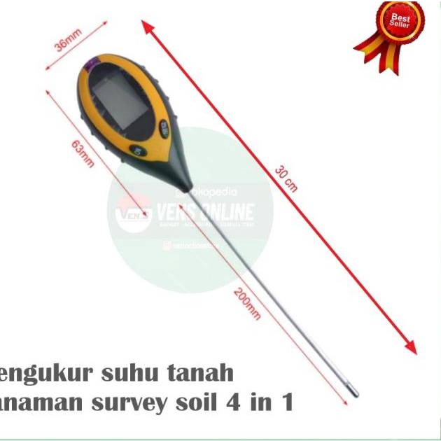 Jual pengukur suhu tanah Ph Meter digital Tester Soil Survey 4 in 1 ...