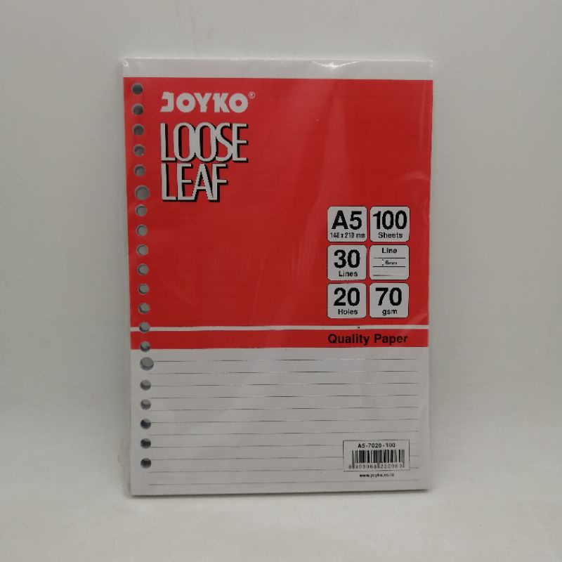 Jual Kertas Loose Leaf Lines Joyko - 100 A5 | Shopee Indonesia