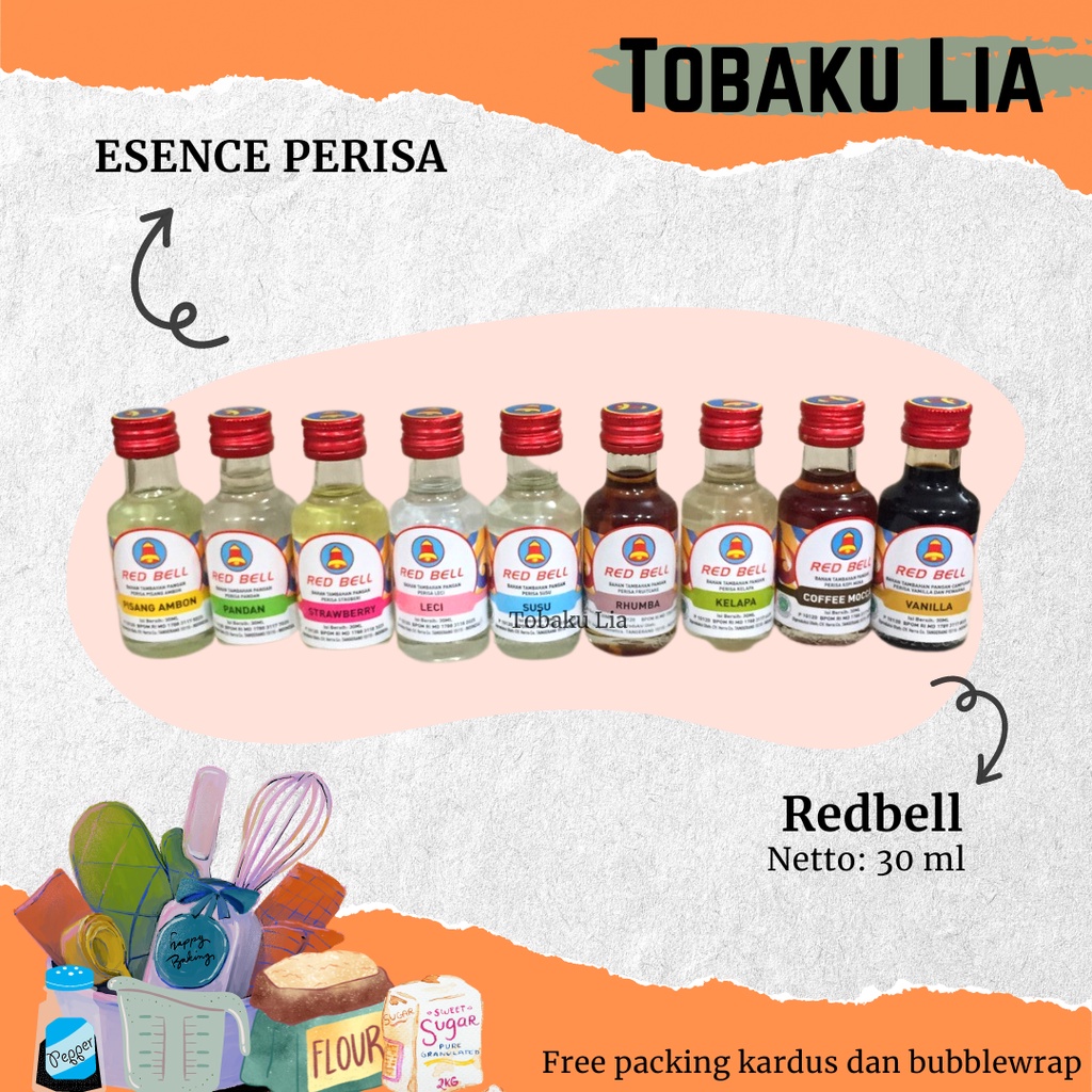 Jual Perisa perasa esence redbell aroma bahan kue botol kaca 30 ml ...