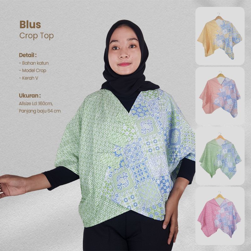 Jual Blus Crop Top / Kelelawar Motif Batik - Batik Wahyu Kembar | Shopee Indonesia
