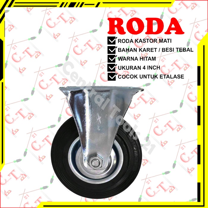 Jual Roda Roda Kastor Castor Karet 4 Inch Roda Etalase Mati Hidup Rem ...
