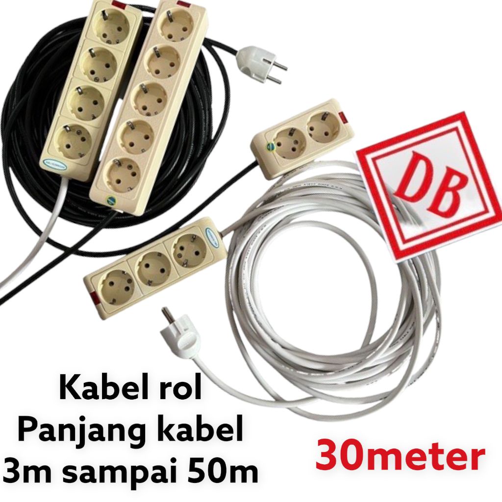 Jual KABEL ROL 30meter /STOP KONTAK+KABEL 2X1.5mm+STEKER/SAMBUNGAN ...