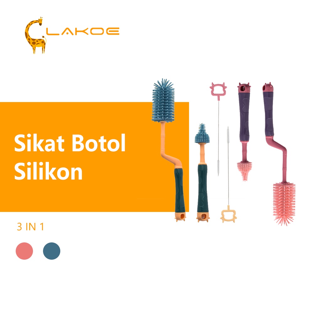 Jual LAKOEOFFICIALMALL Sikat Botol 3in1 silikon Pembersih botol dot ...