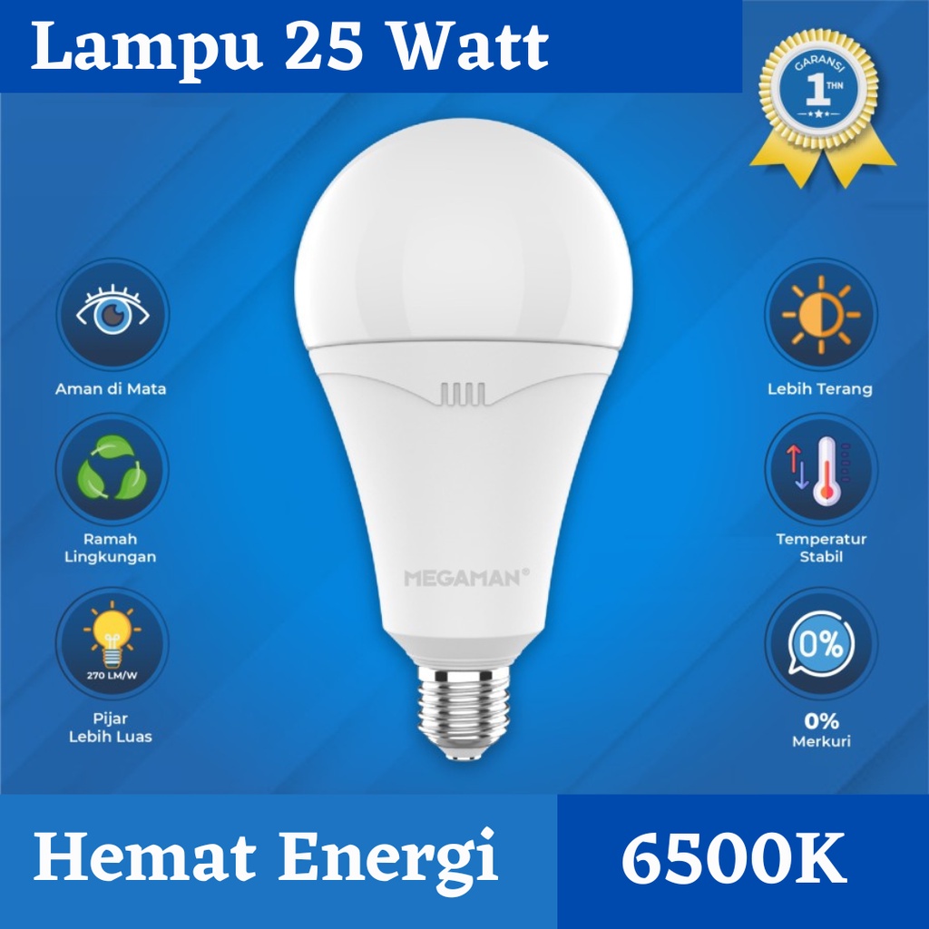 Jual Lampu Bolham Led 25 watt megaman 25w 6500k putih lampu jalan terang bergaransi resmi 1 ...