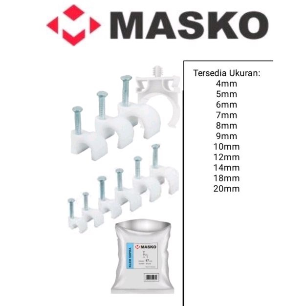 Jual MASKO Klem Kabel Paku Beton 20mm - 4mm MASKO paku beton asli isi ...