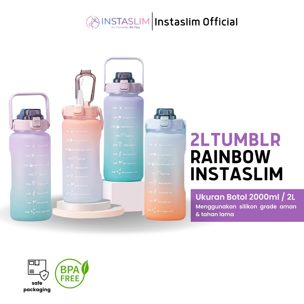 Jual TUMBLR 2 LITER RAINBOW INSTASLIM - AWET - AMAN - STICKER LUCU ...