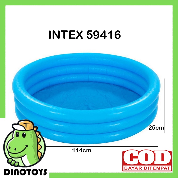Jual Dinotoys INTEX 59416 Kolam Renang Anak Crystal Blue 3 Ring 114 x ...