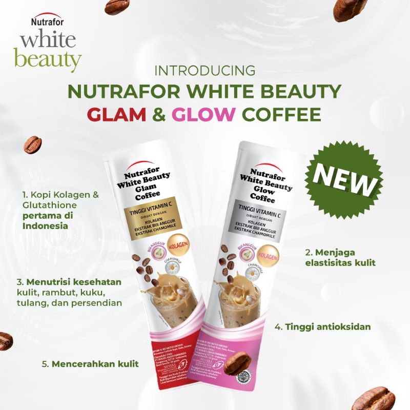Jual NUTRAFOR - WHITE BEAUTY GLOW / GLAM COFFE BOX ISI 5 SACHET ...