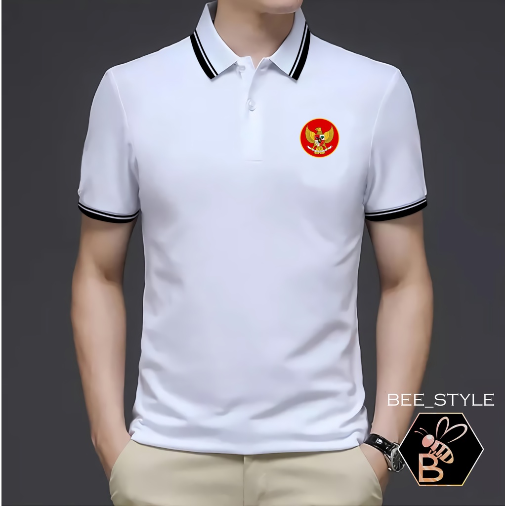 Jual Kaos Kerah Pria Logo Garuda / Kaos Polo List II Garuda Merah ...