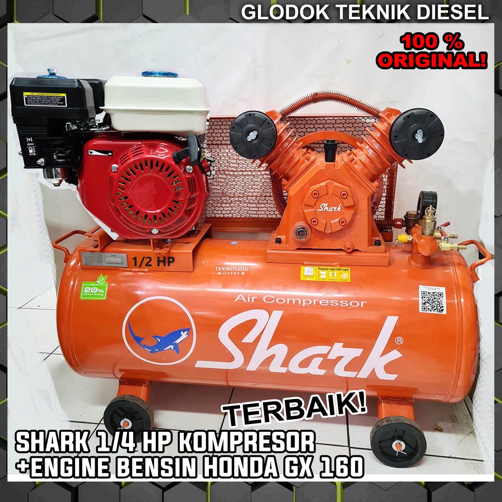 Jual SHARK 1/2 HP PK Kompresor Angin + Engine HONDA GX Penggerak Bensin ...