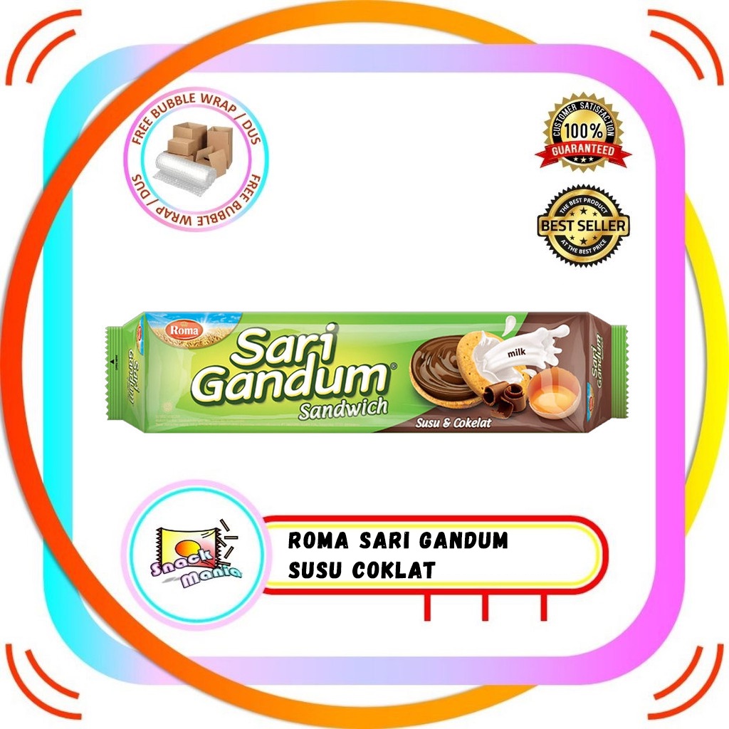 Jual Roma Sari Gandum Biskuit Susu Cokelat 108 gr Coklat Sandwich ...
