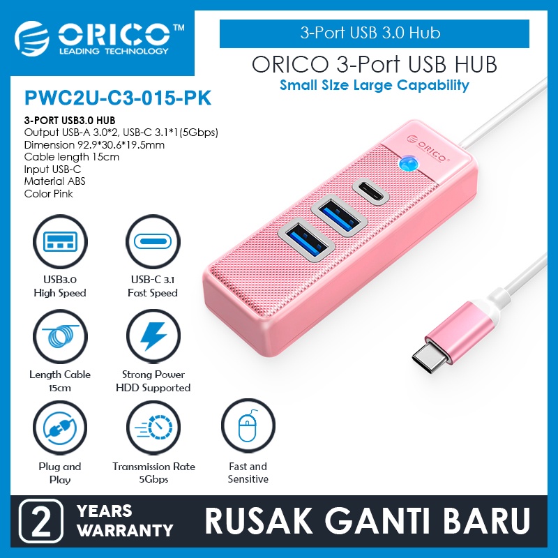Jual ORICO 3-Port USB-C 3.1 Hub Combo - PWC2U-C3-015 | Shopee Indonesia