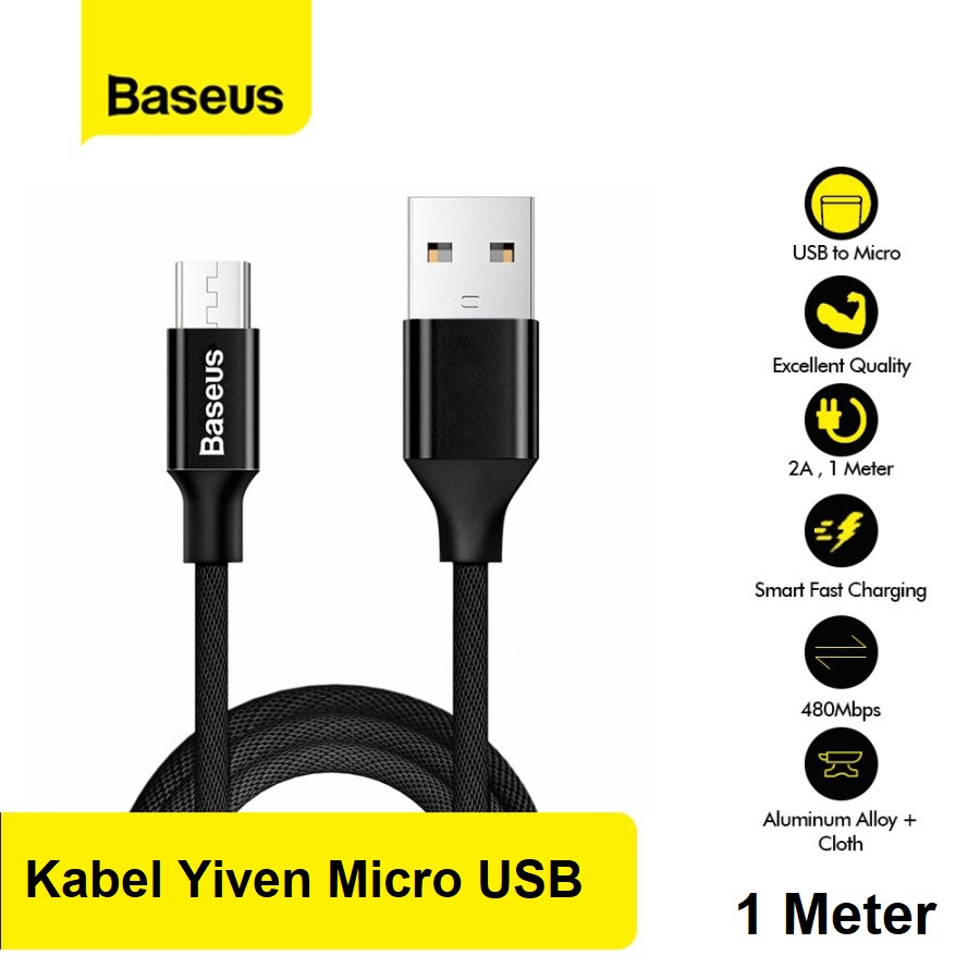 Jual Baseus Yiven Kabel Data Micro USB 2A 1M 1 Meter Cable Charger Casan Mikro USB A Original ...