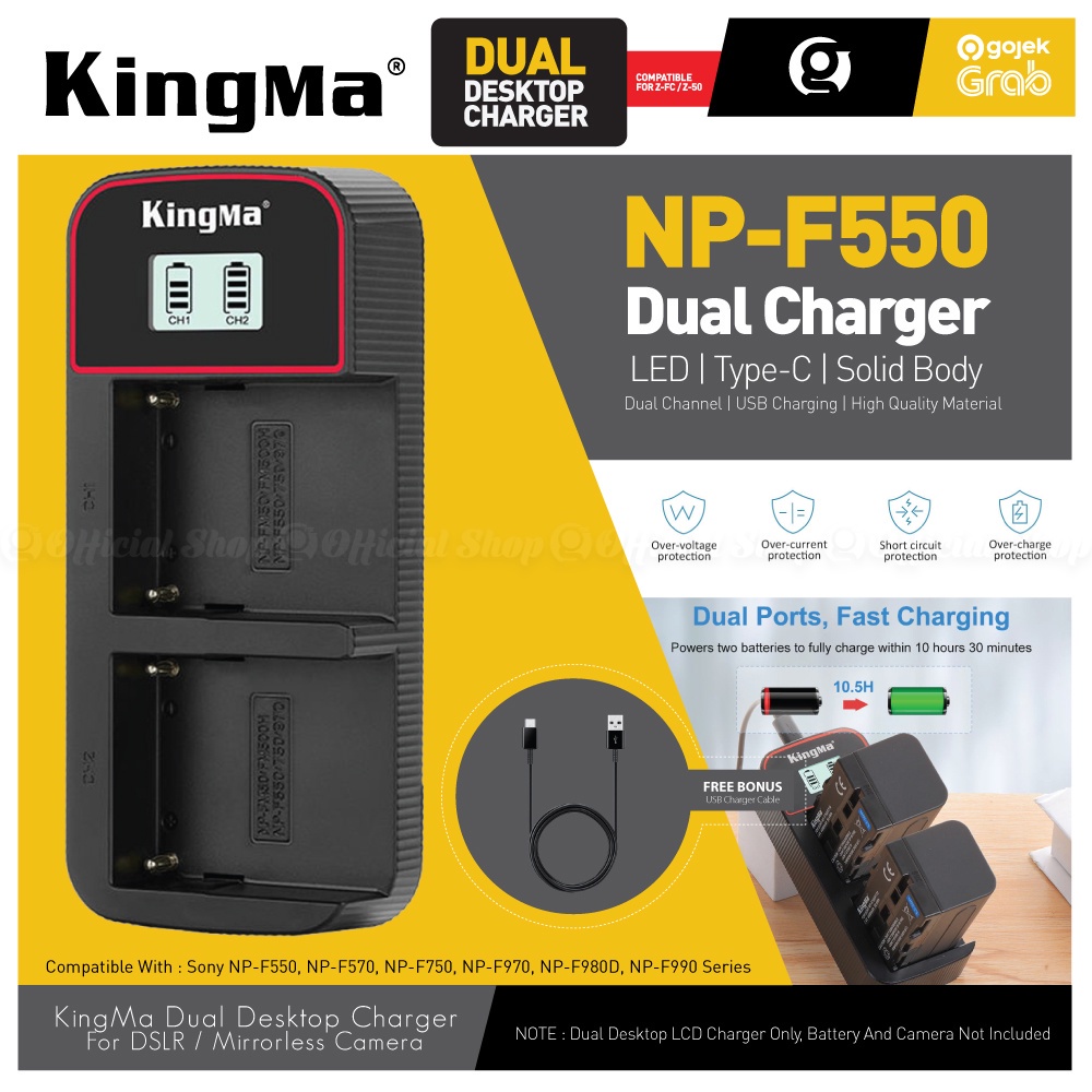 Jual KingMa Dual Charger LCD NP-F550 for Sony Battery Tipe Baterai NP-F550, NP-F570, NP-F750, NP ...