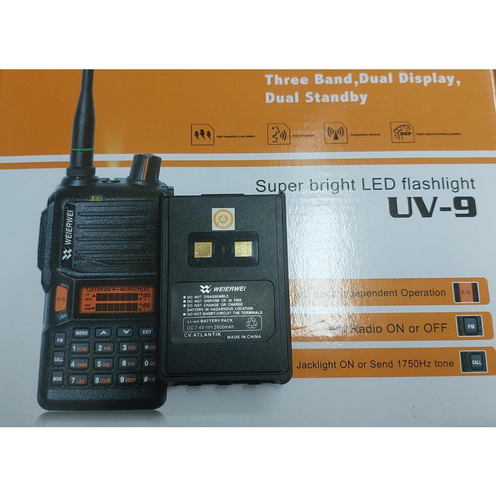 Jual Battery/Baterai/Batre HT WEIERWEI UV-9 Q2 (Knop Miring) | Shopee Indonesia