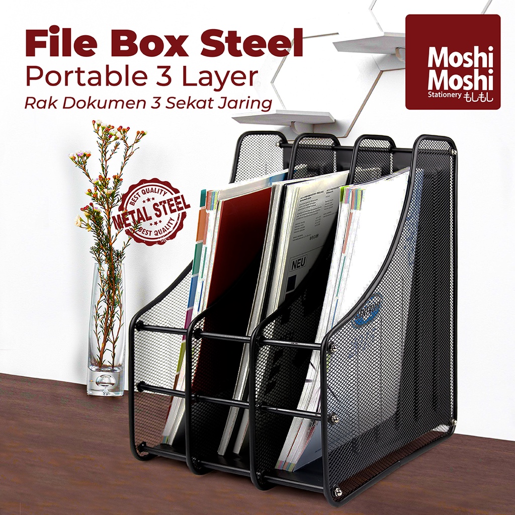Jual File Box Foldable Steel 3 Layer Rak Penyimpanan Dokumen 3 Sekat ...