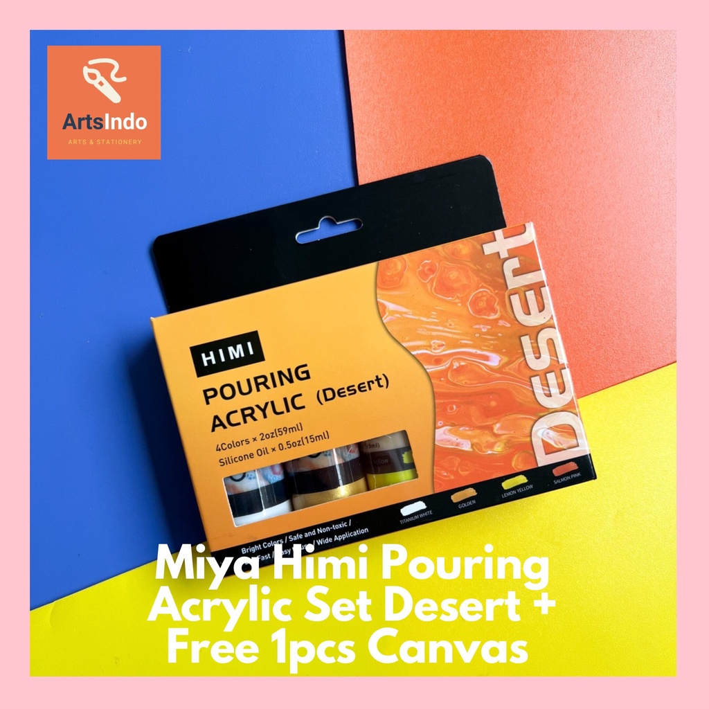 Jual Miya Himi Pouring Cat Acrylic Set -DESERT + Free 1pcs Canvas ...